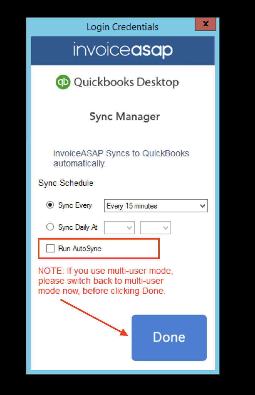 Sync Error Unable To Log Into Invoiceasap Please Close The Connector 
