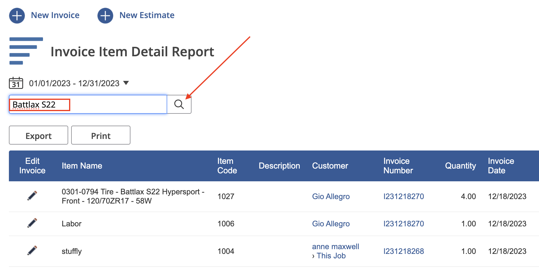 Web Dashboard: Invoice Item Detail Report – InvoiceASAP Support