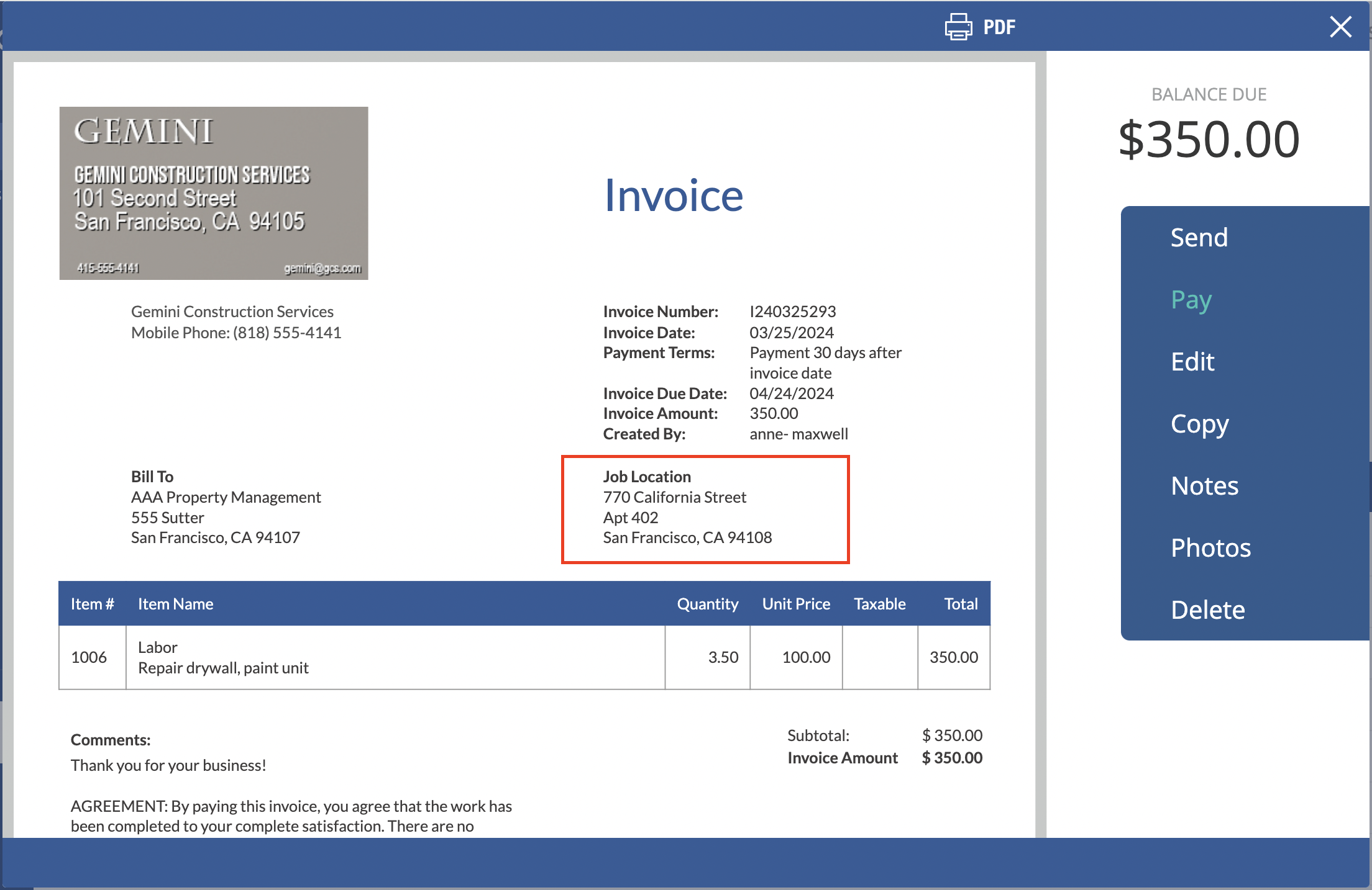 Web Dashboard: Add a Job/Location to an Invoice – InvoiceASAP Support