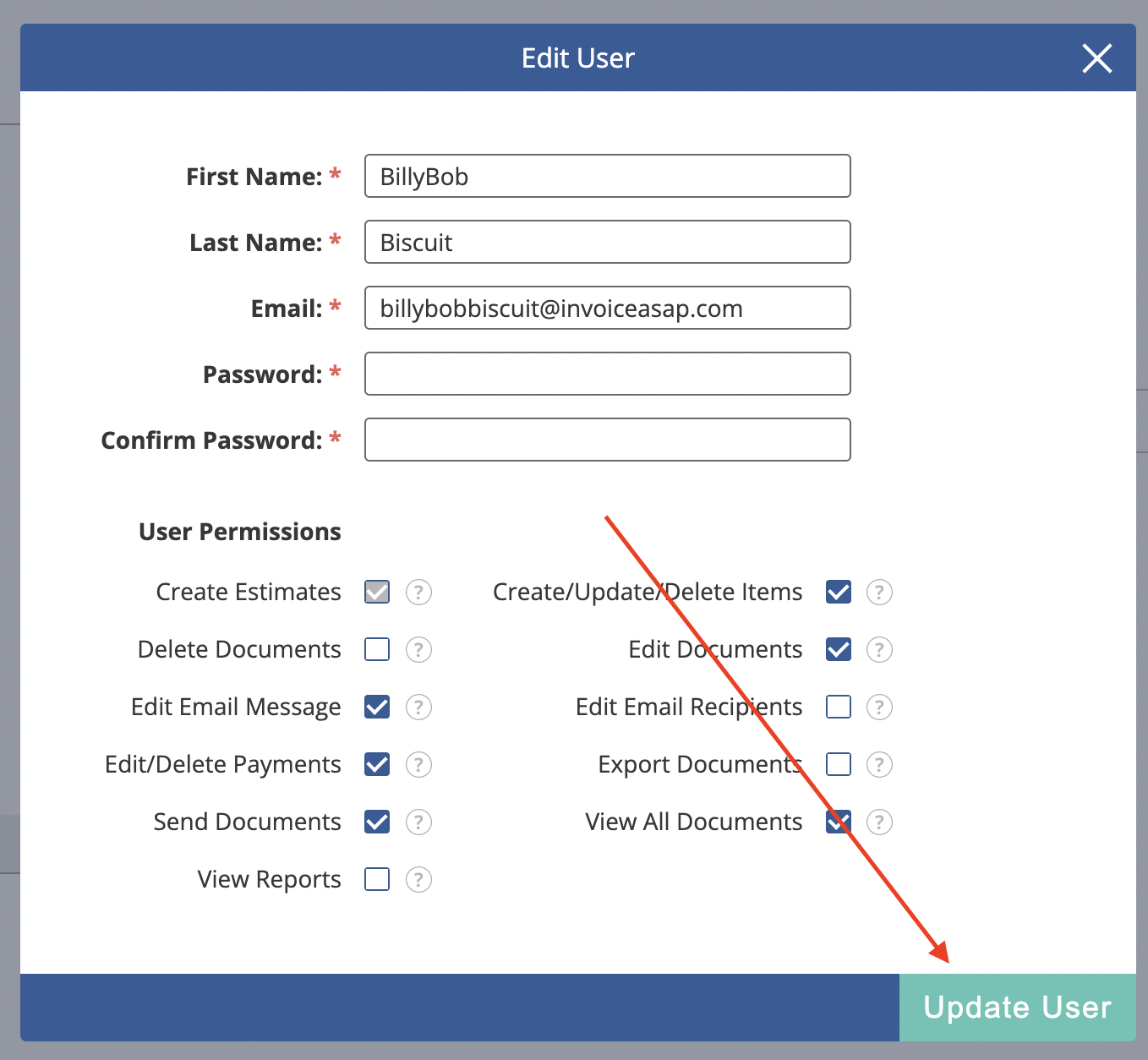 Web Dashboard: Set User Permissions – InvoiceASAP Support