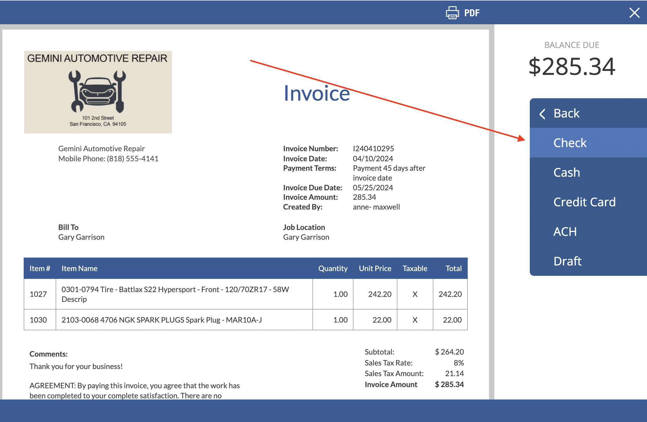 Web Dashboard: Take a Check Payment – InvoiceASAP Support