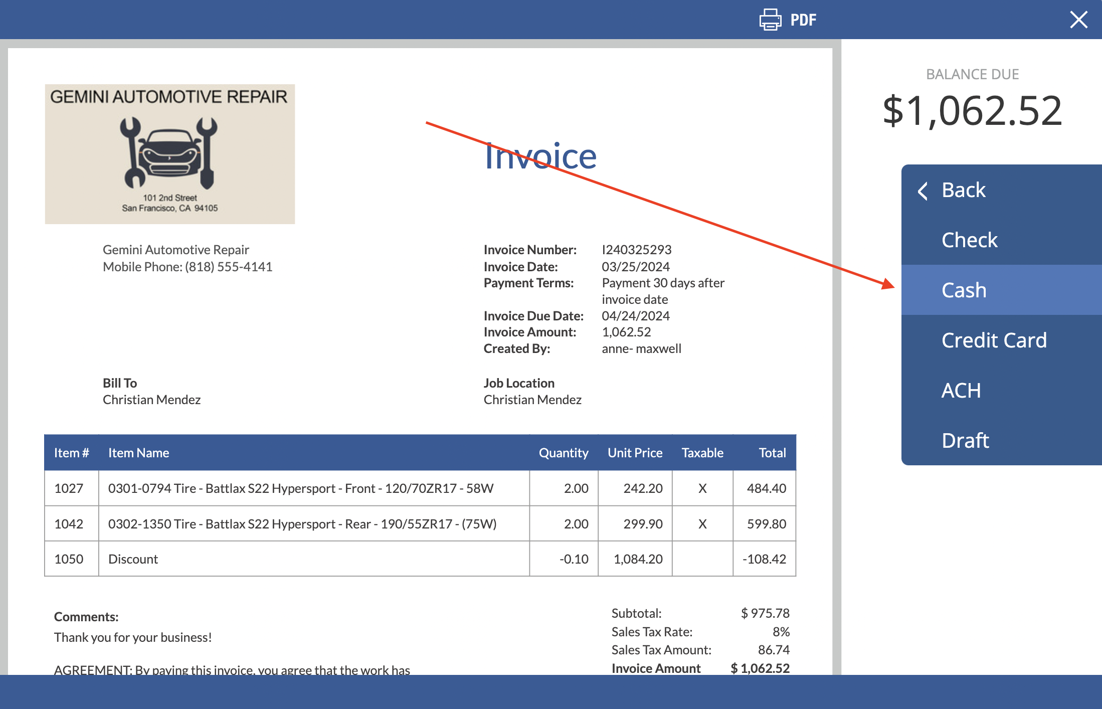 Web Dashboard: Take Deposit/Partial Cash Payment – InvoiceASAP Support