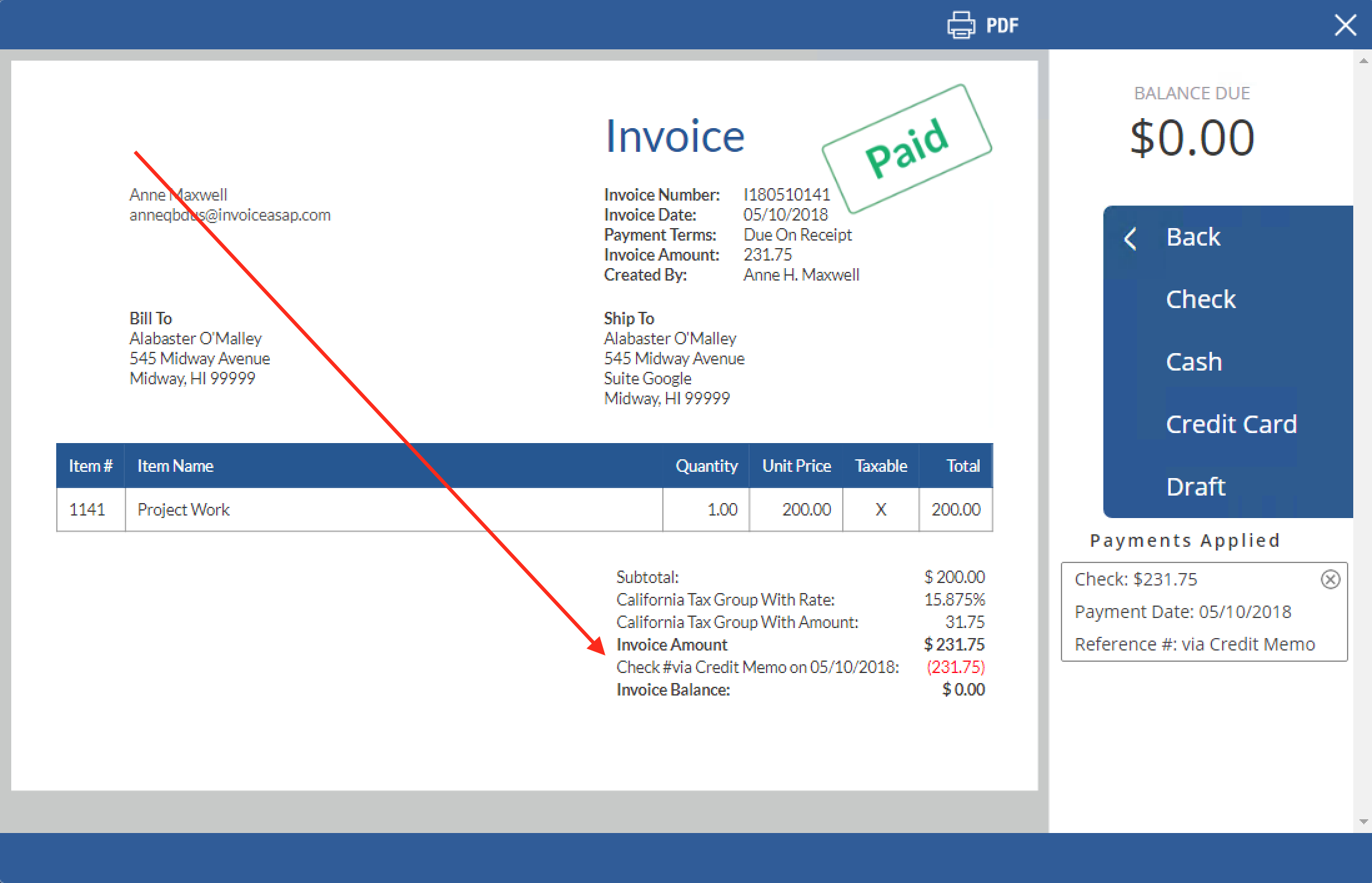 Web Dashboard: Workaround for Credit Memos – InvoiceASAP Support