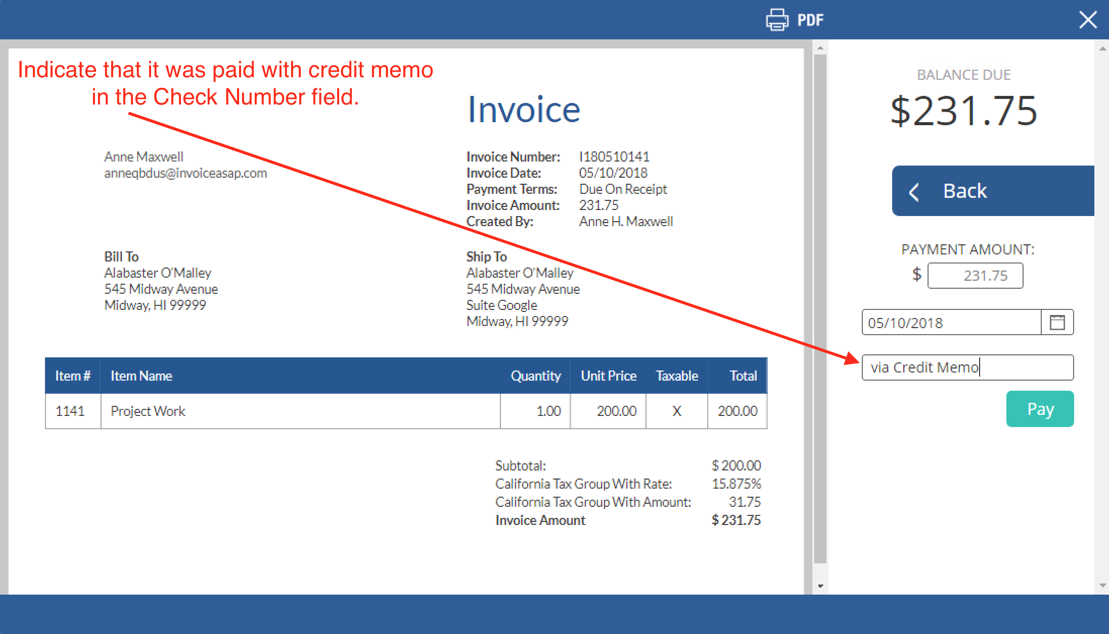 Web Dashboard: Workaround for Credit Memos – InvoiceASAP Support