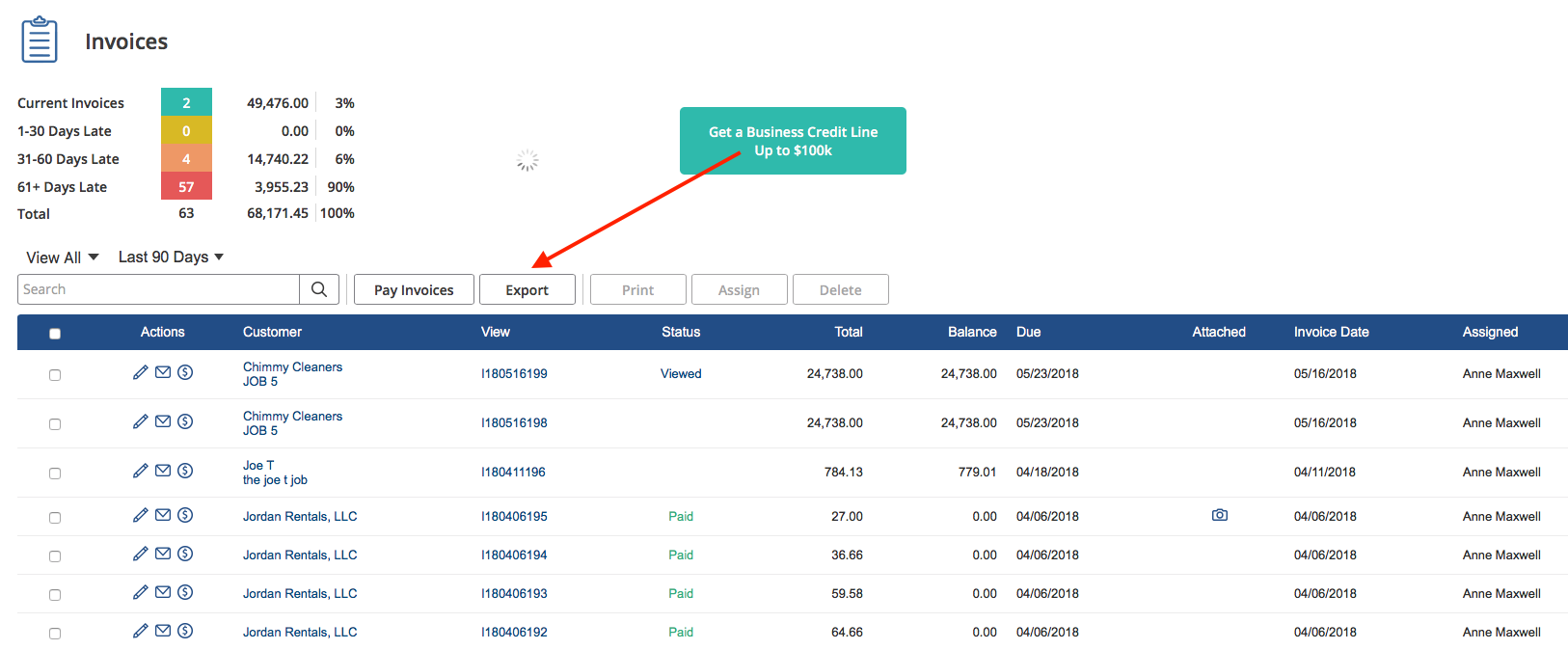 Web Dashboard: Export Invoice Report – InvoiceASAP Support