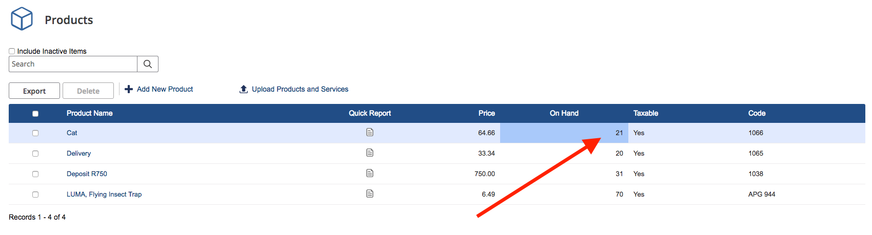 Web Dashboard: Update Inventory On Hand – InvoiceASAP Support