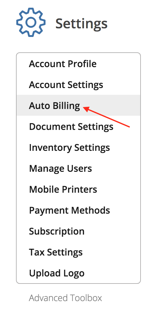 Web Dashboard: Turn on Auto Billing – InvoiceASAP Support