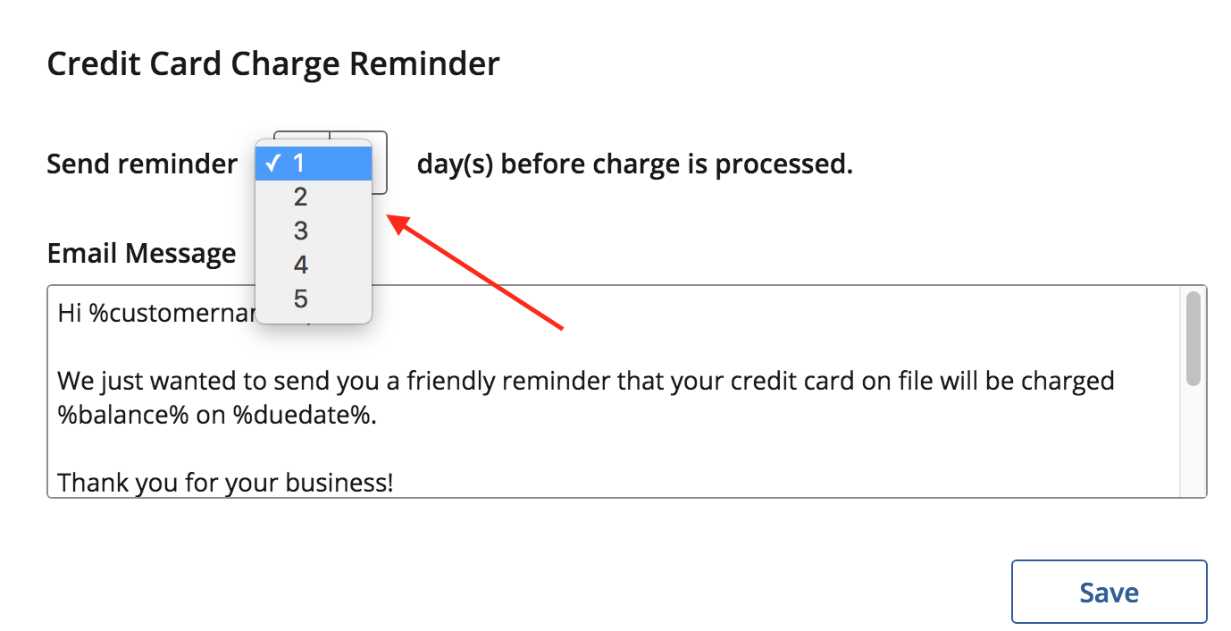 Web Dashboard: Change the Days for Send Charge Reminder for Auto ...
