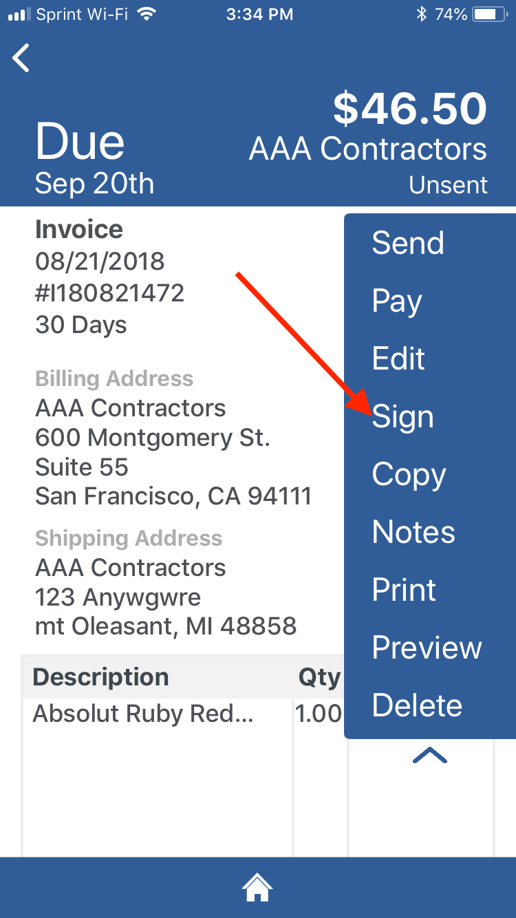 Mobile App: Capture Signatures on the App – InvoiceASAP Support