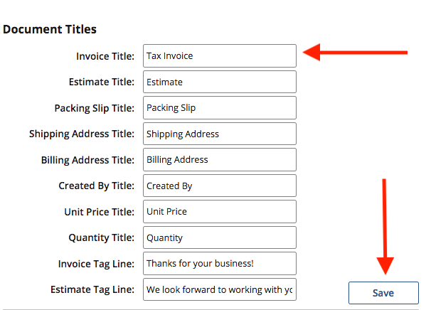 Web Dashboard: Change the Invoice Title – InvoiceASAP Support