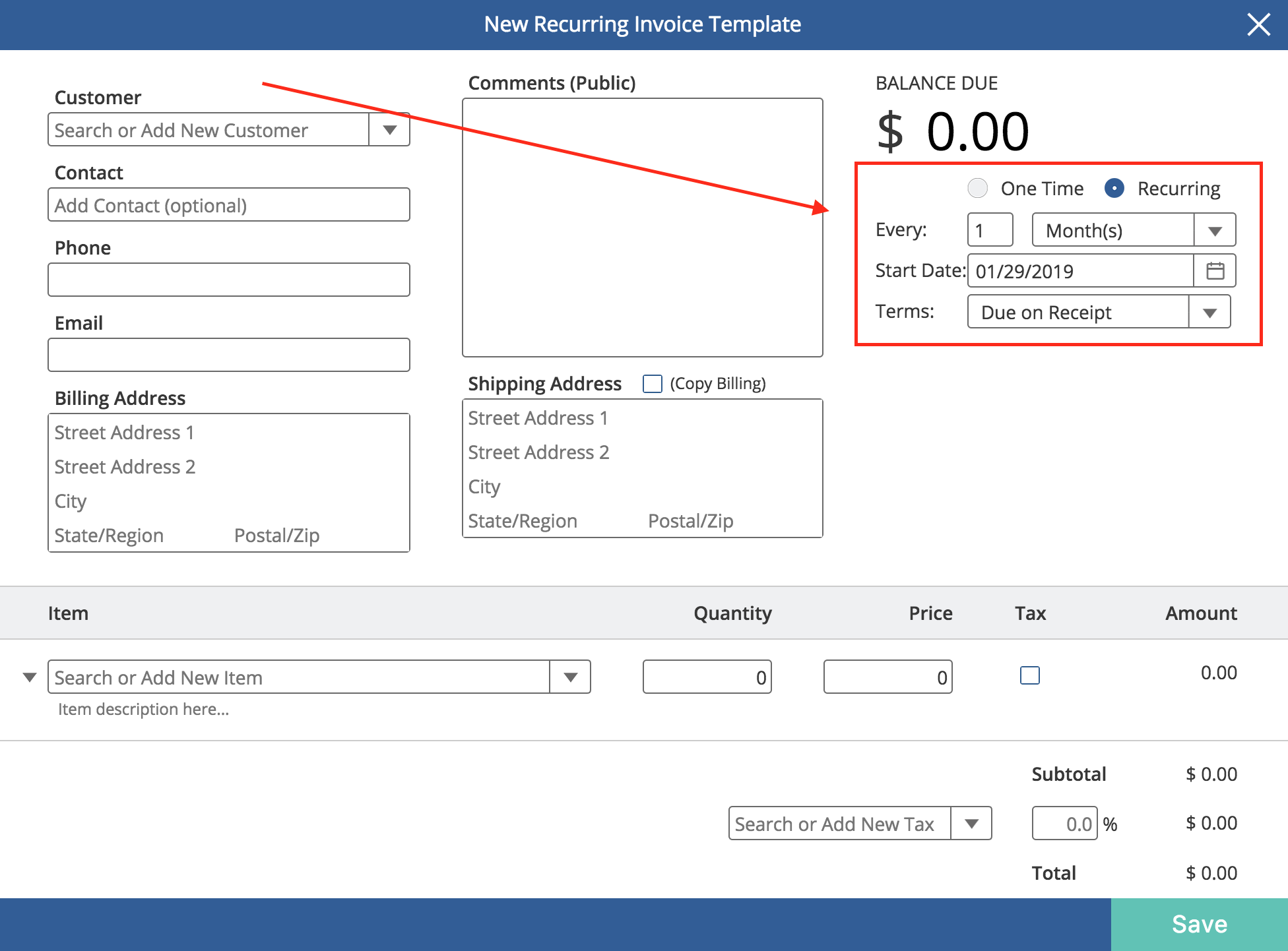 Web Dashboard: Create a Recurring Invoice – InvoiceASAP Support