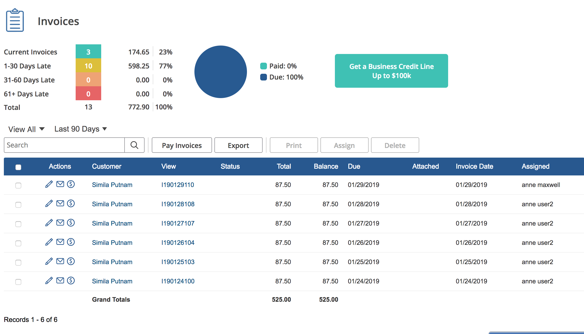 Web dashboard: View Invoices Generated from a Recurring Template ...