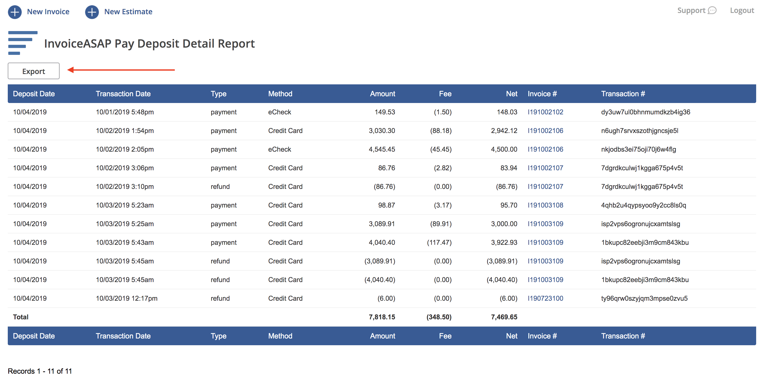 Web Dashboard: InvoiceASAP Payments Deposit Summary Report – InvoiceASAP Support