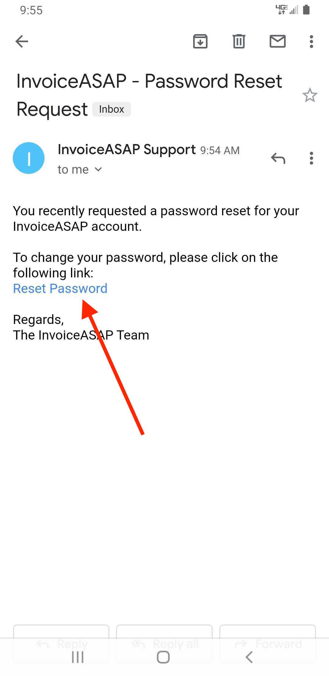 Mobile App: Reset Password – InvoiceASAP Support