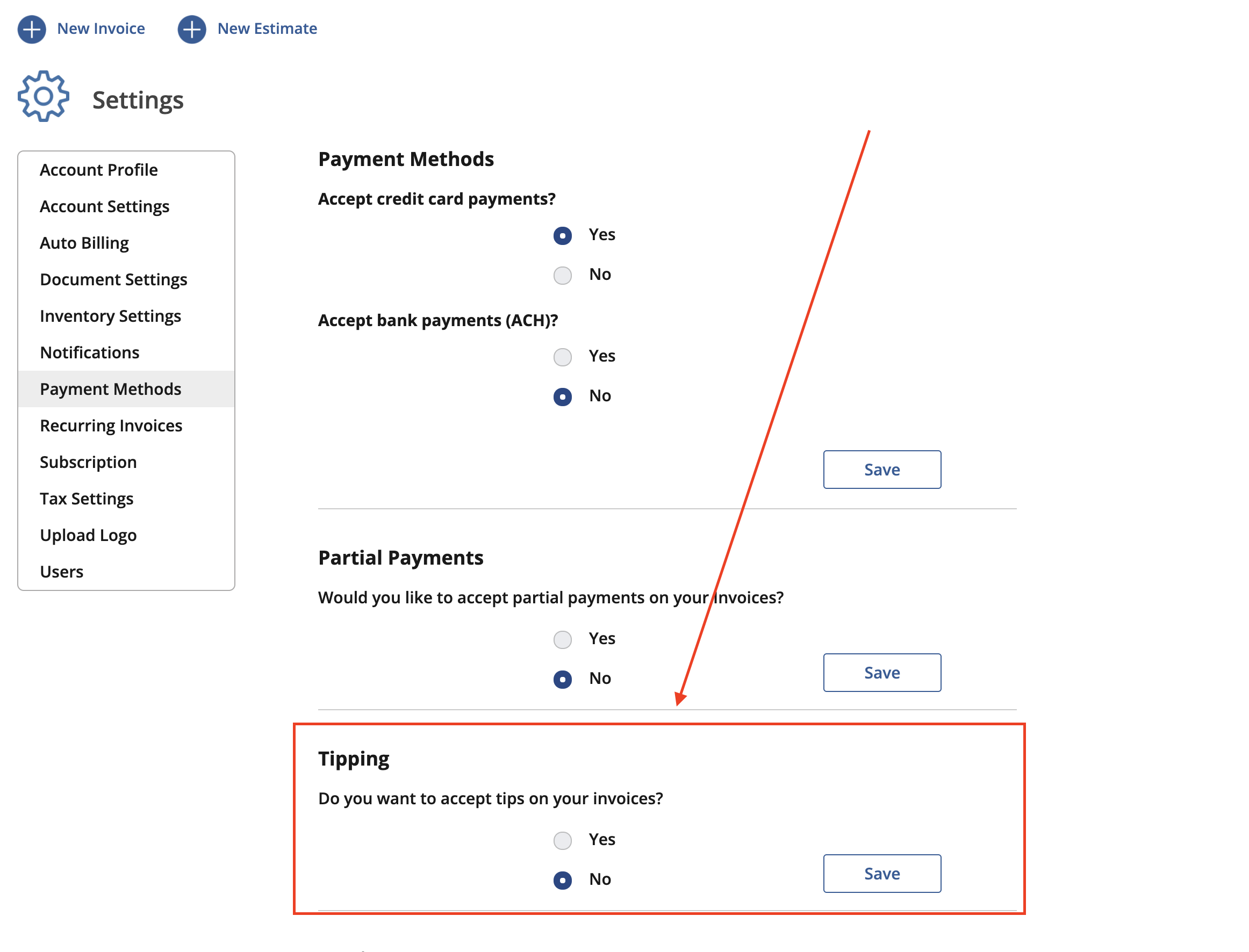 Web Dashboard: Add Tipping to your Invoices – InvoiceASAP Support