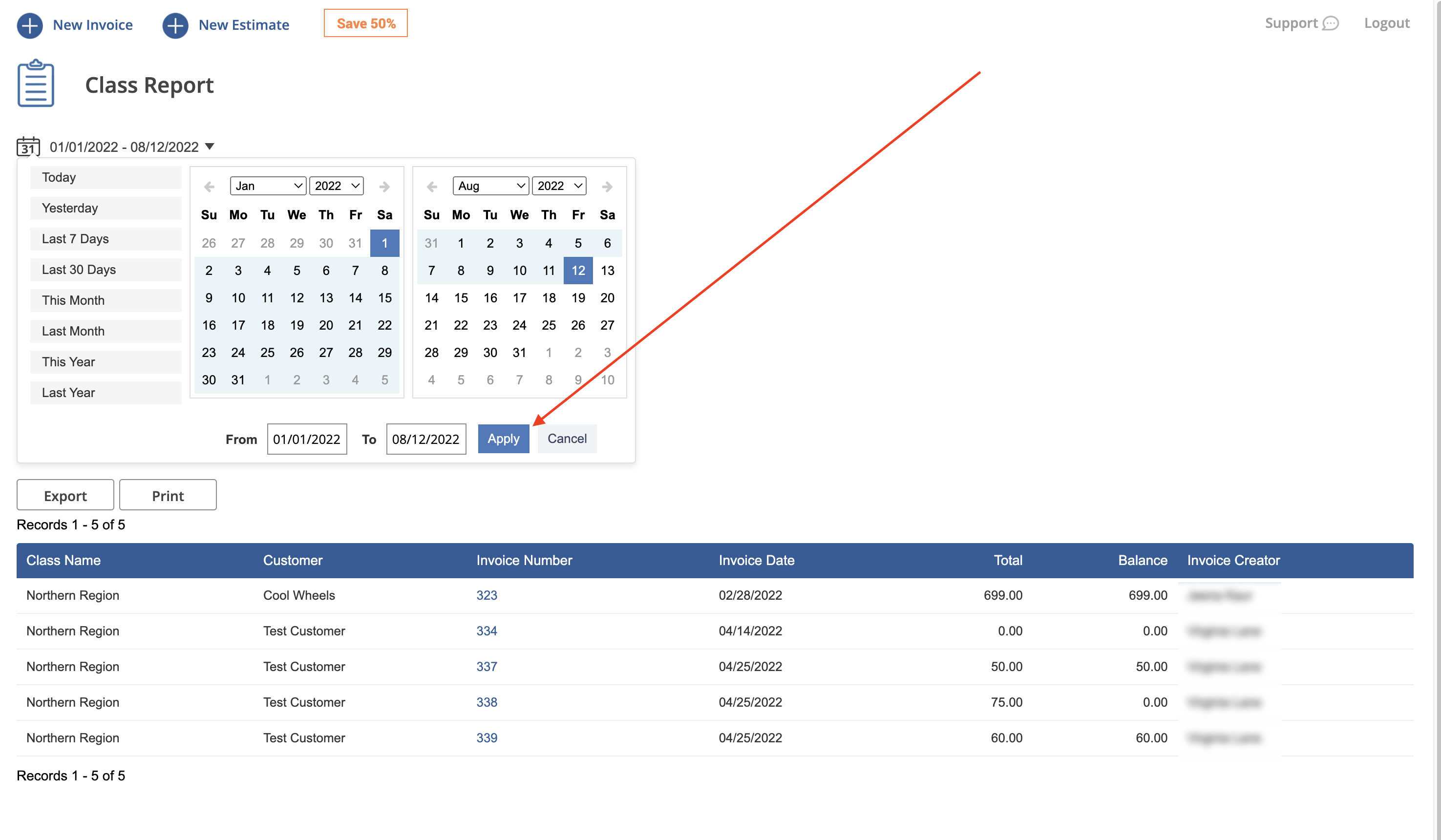 Web Dashboard: Reporting on Invoice/Estimate Classes – InvoiceASAP Support