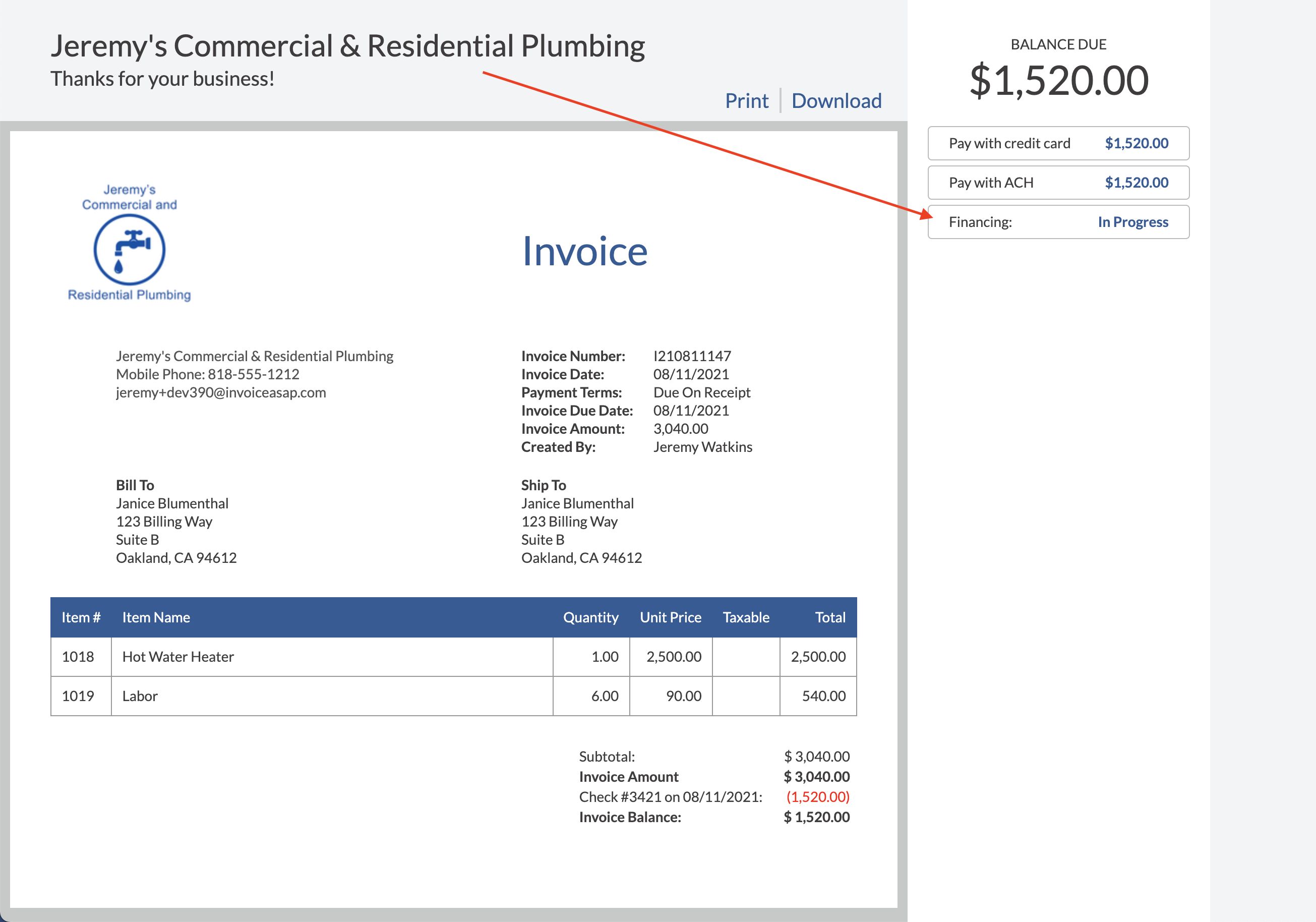 Web Dashboard: Your Customers Can Apply for Financing – InvoiceASAP Support